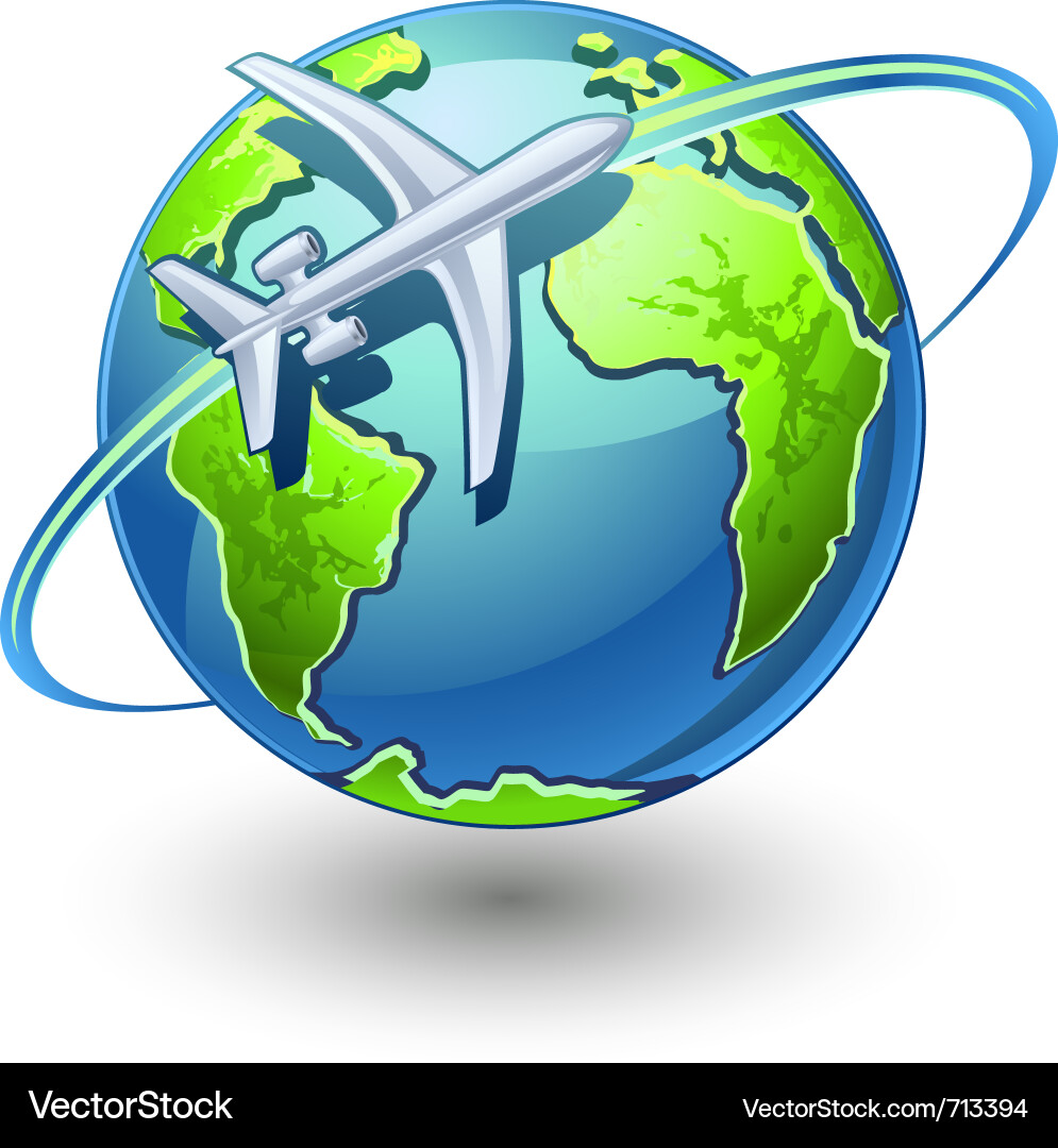 Airplane flying the earth Royalty Free Vector Image