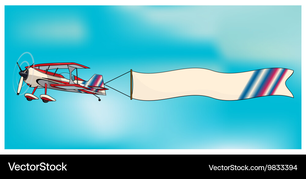 Biplane Flugzeuge ziehen Werbebanner Lizenzfreier Vektor