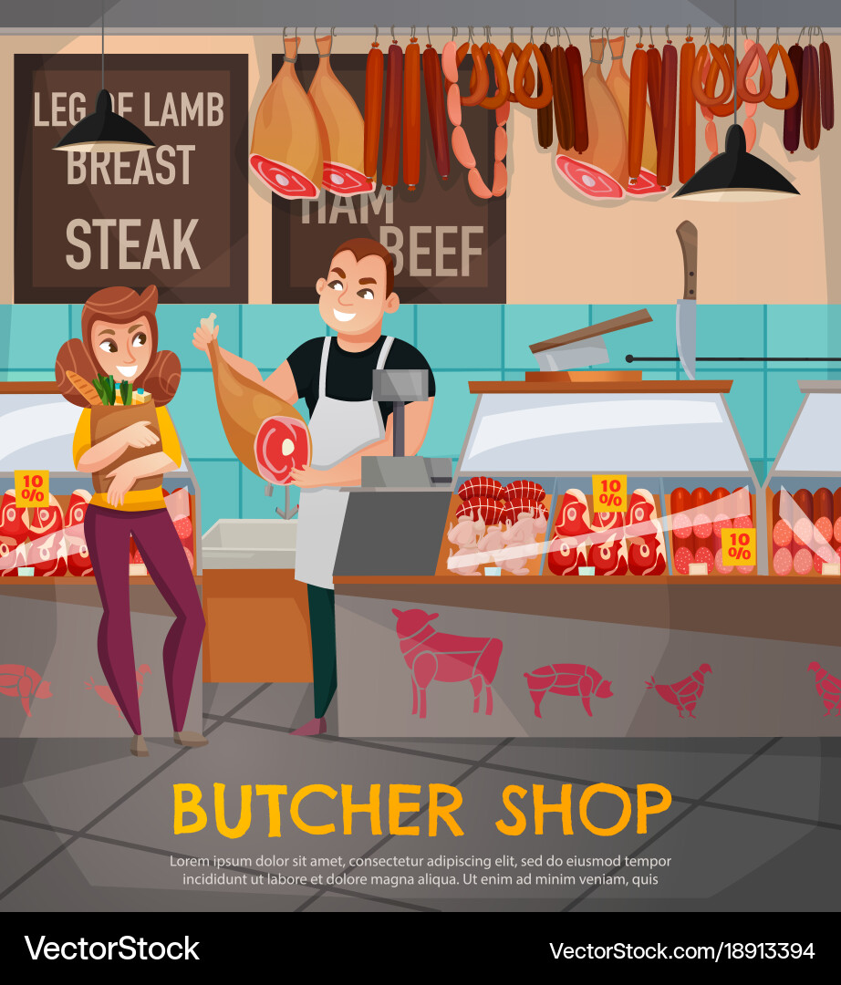 Butcher shop Royalty Free Vector Image - VectorStock