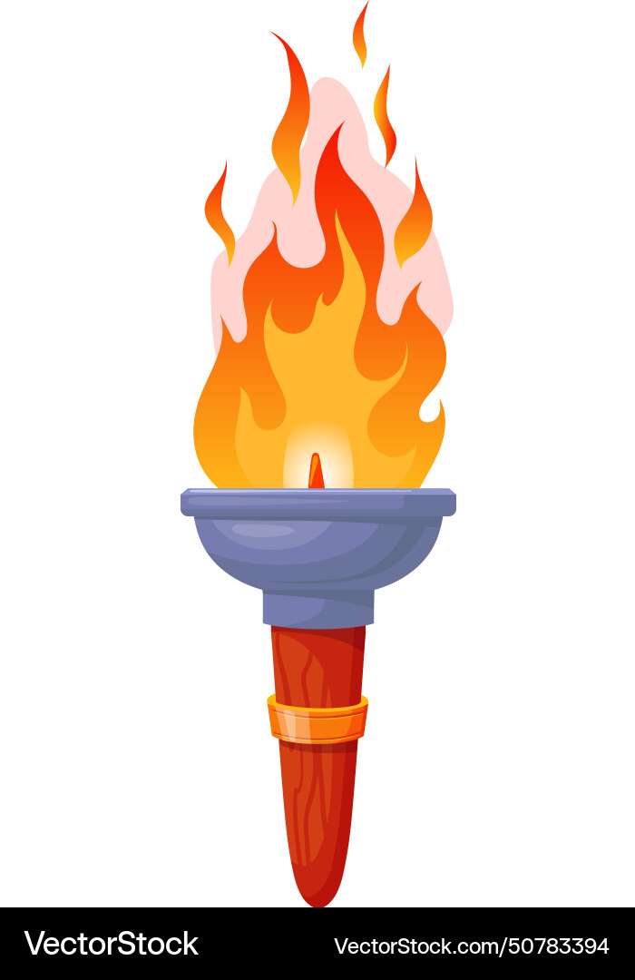 Cartoon torch burning fire flame light effect Vector Image