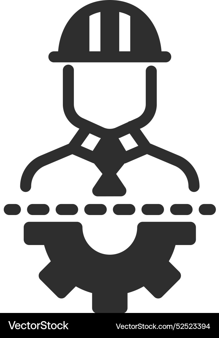 Engineer with process gear black icon industrial Vector Image