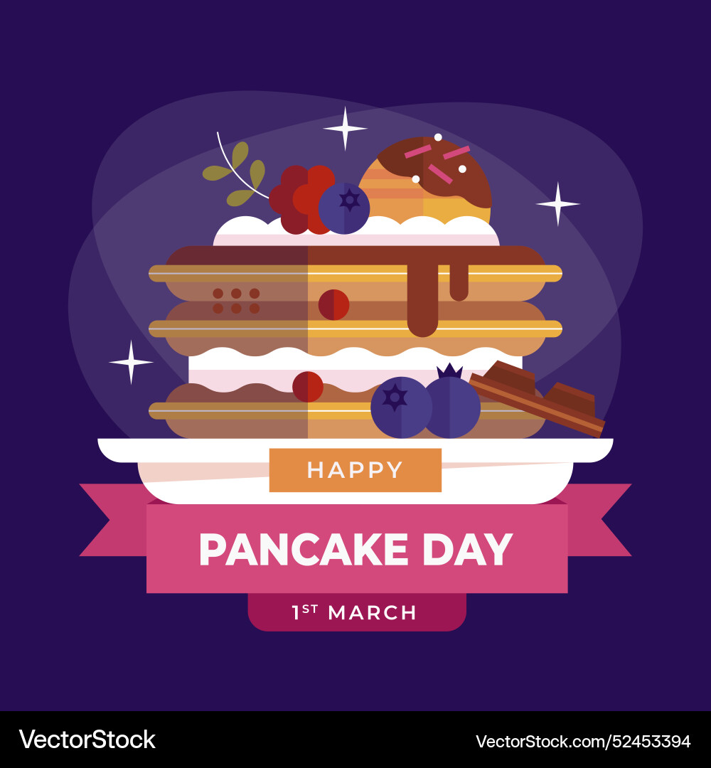 Flat pancake day Royalty Free Vector Image - VectorStock