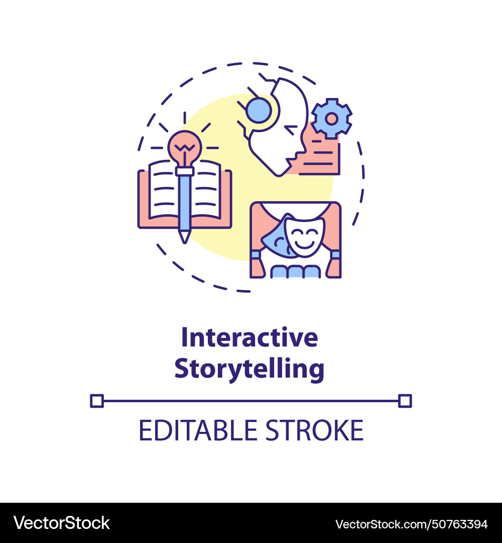 Interactive storytelling multi color concept icon Vector Image