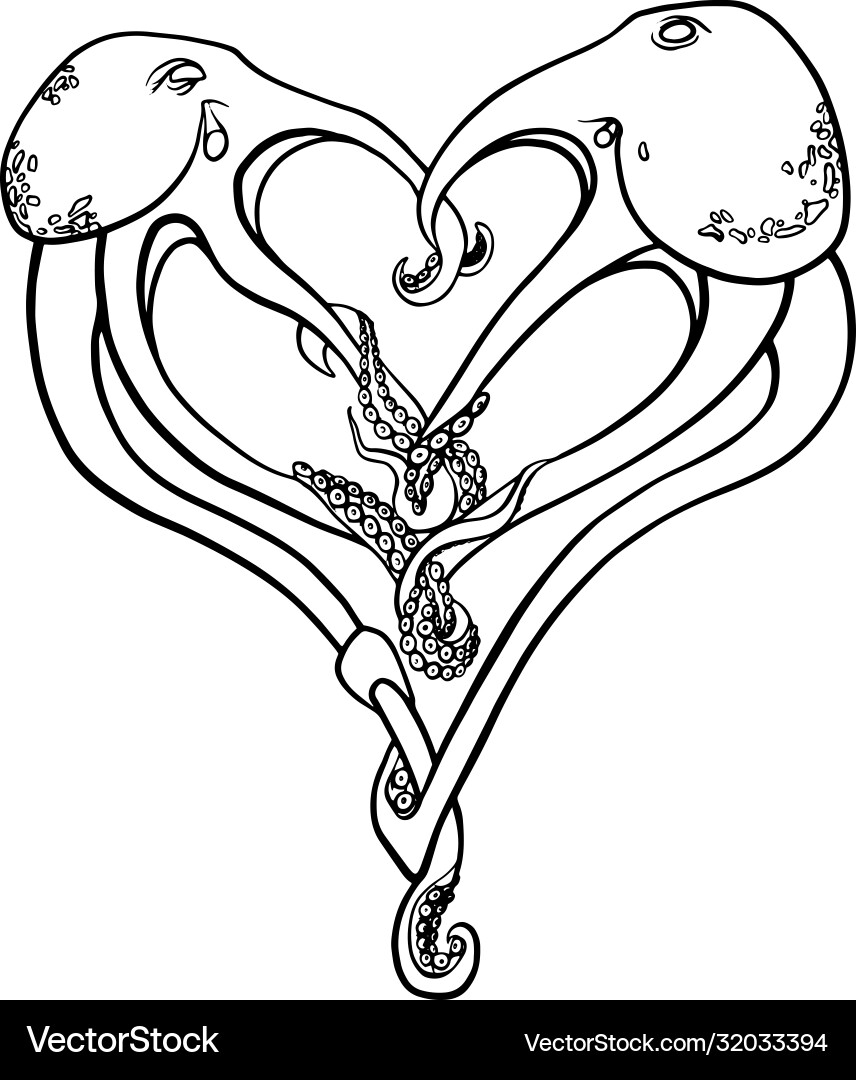 Octopus heart Royalty Free Vector Image - VectorStock