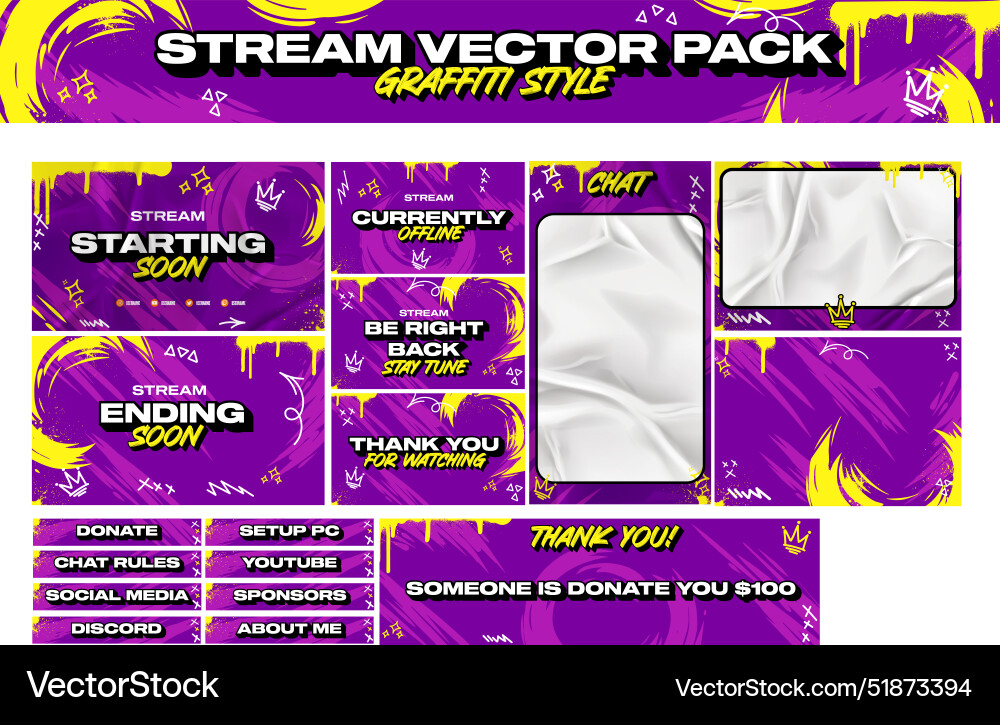Stream panel pack design 2 Royalty Free Vector Image