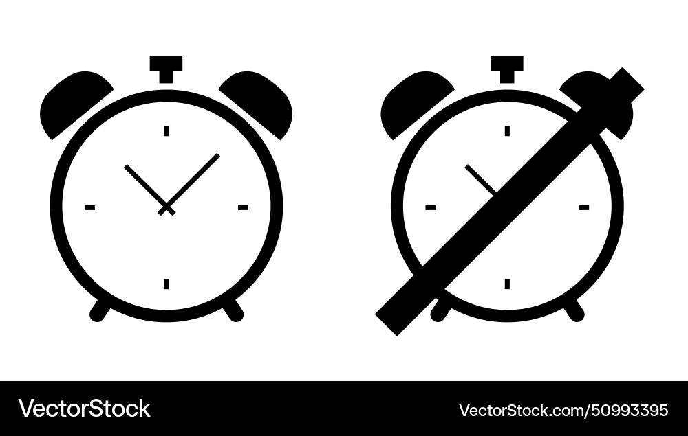 Alarm clock icon isolated black and white Vector Image