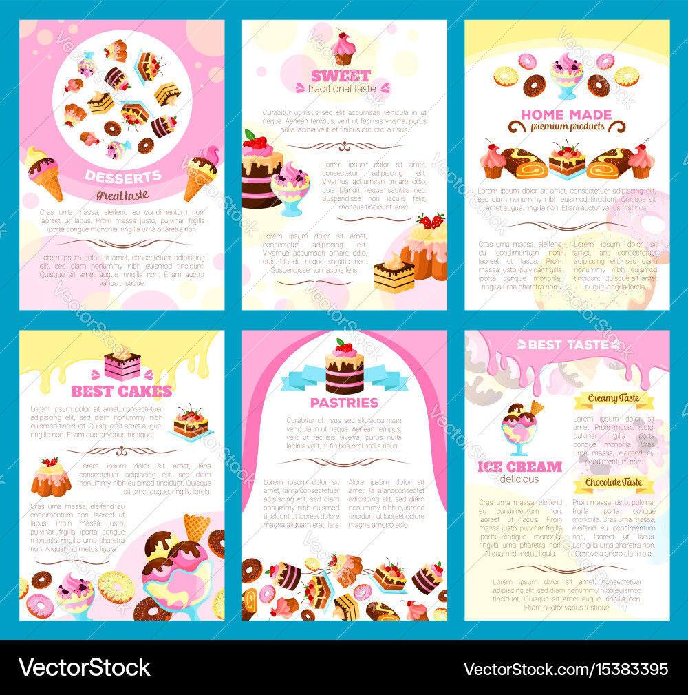 Bakery sweet desserts brochure or posters Vector Image