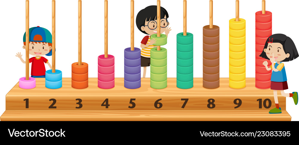Children playing with abacus Royalty Free Vector Image