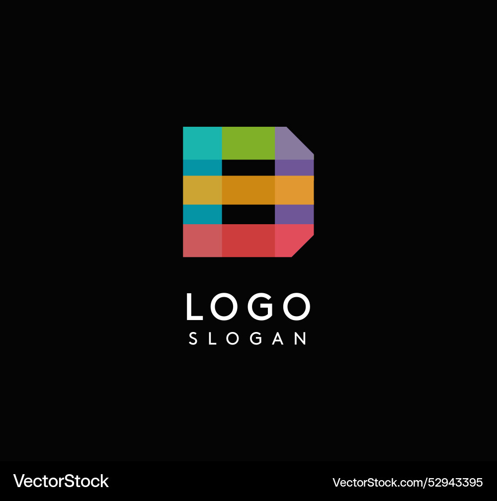 Colorful geometric letter b with overlapping Vector Image