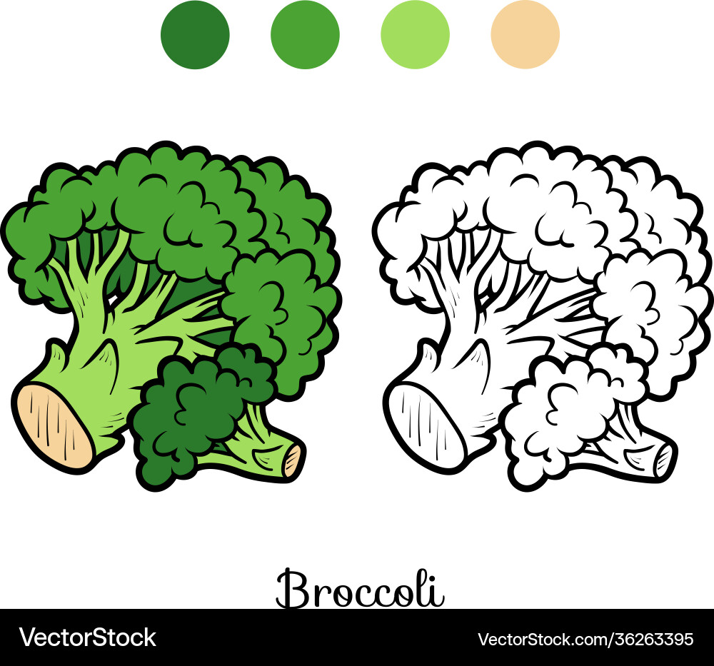 Coloring book broccoli Royalty Free Vector Image