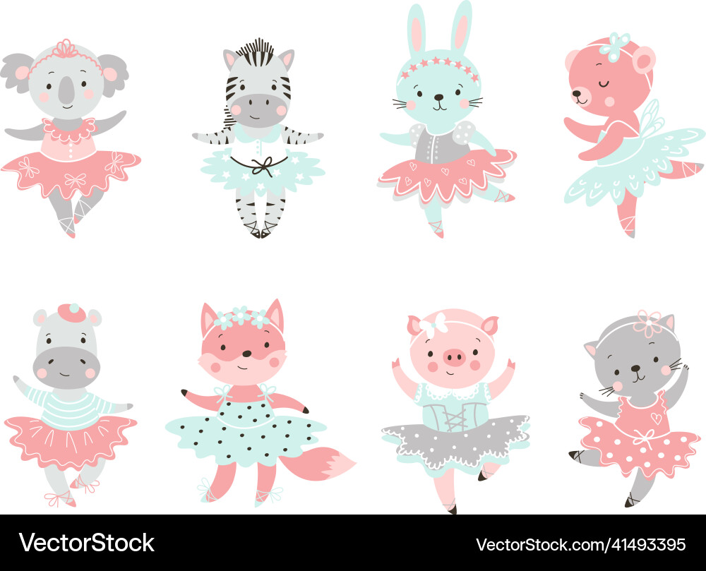 Cute Baby Animals in Tutus Royalty Free Vector Image