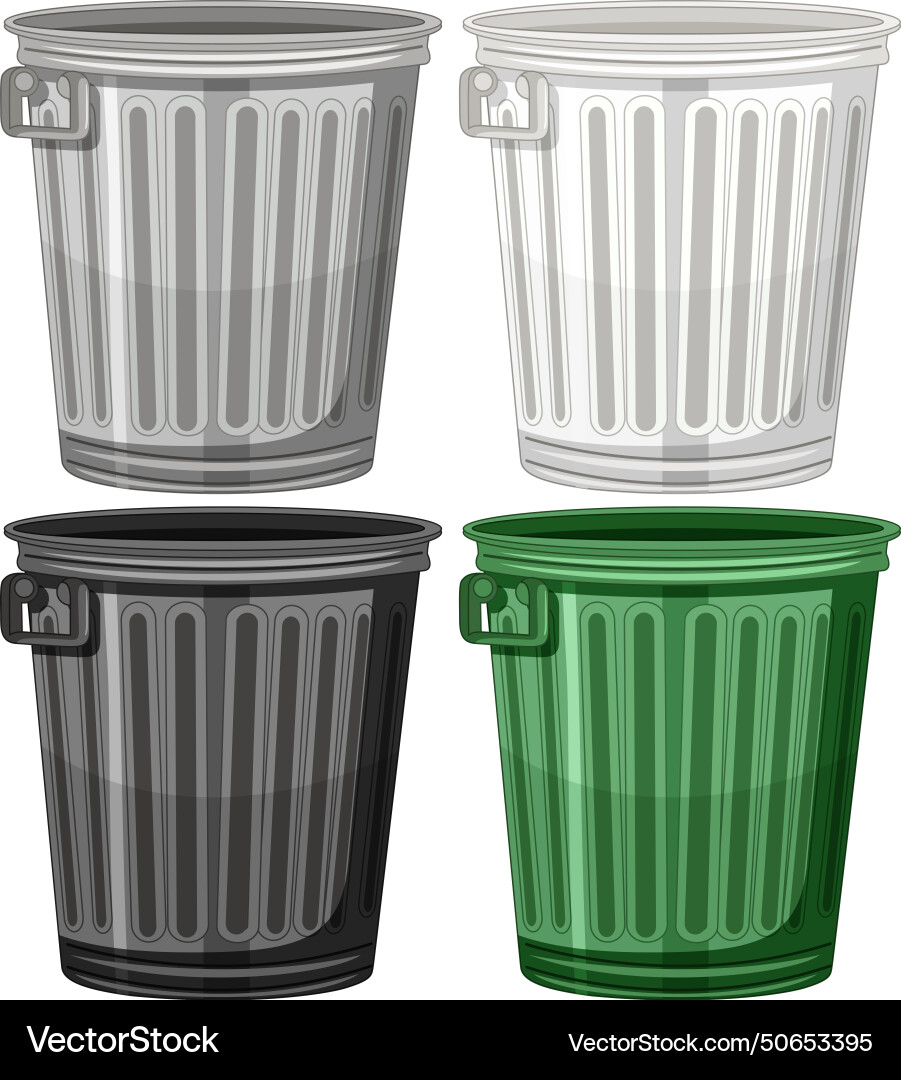 Four trash bins in different colors Royalty Free Vector