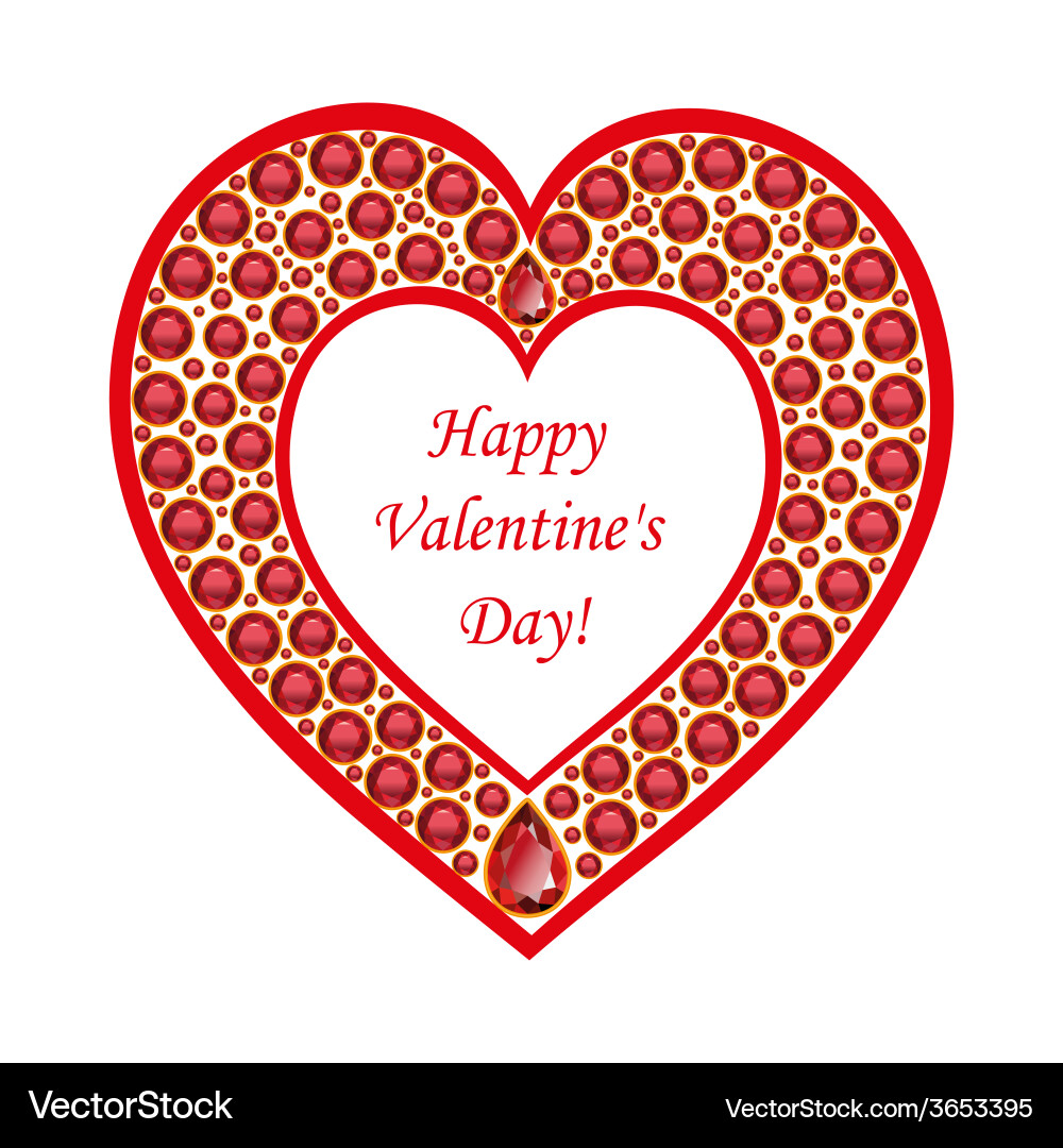 Heart of rubies card Royalty Free Vector Image