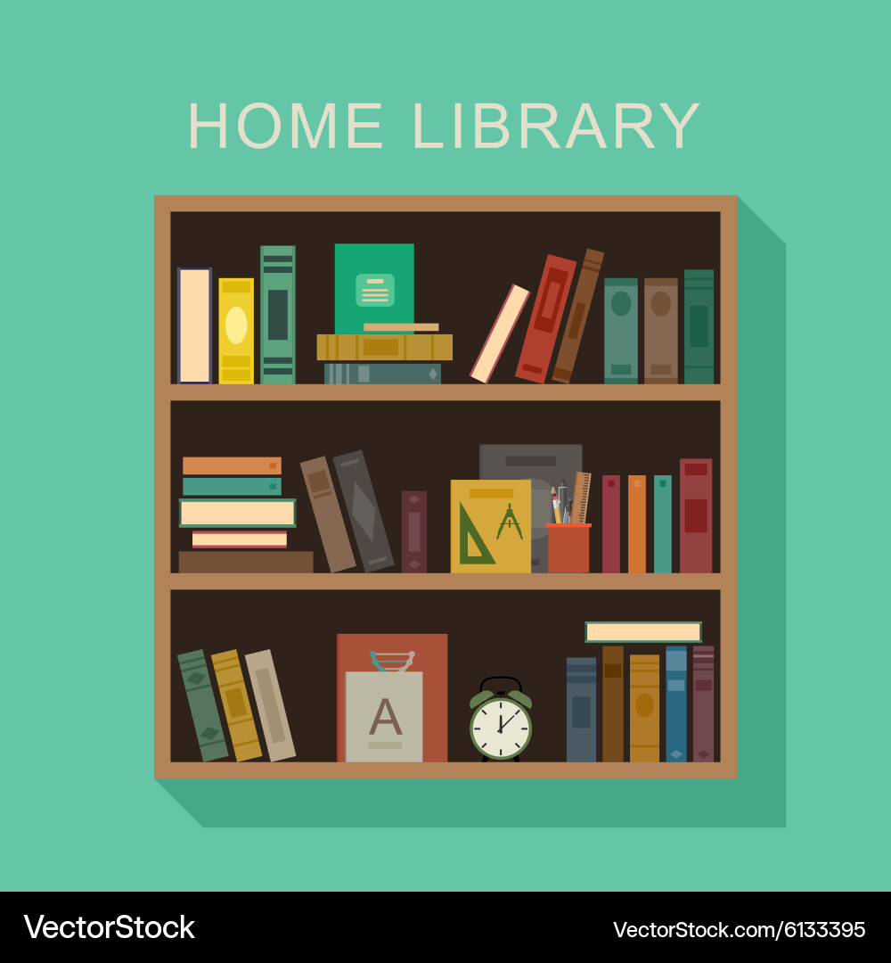 Home library Royalty Free Vector Image - VectorStock