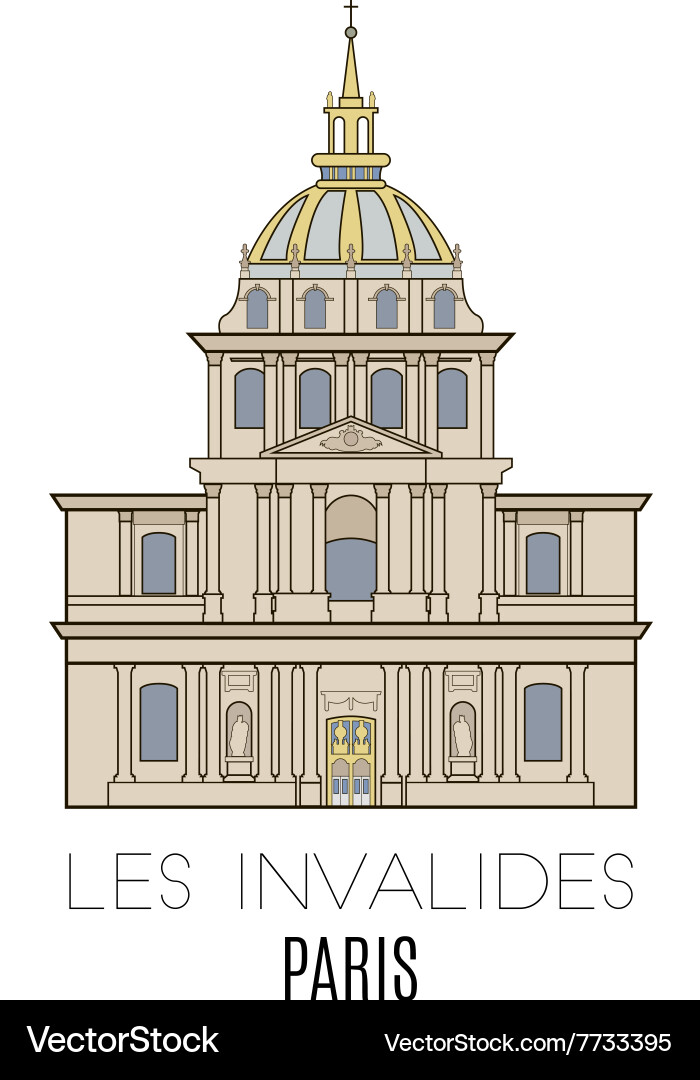 Les invalides paris Royalty Free Vector Image - VectorStock