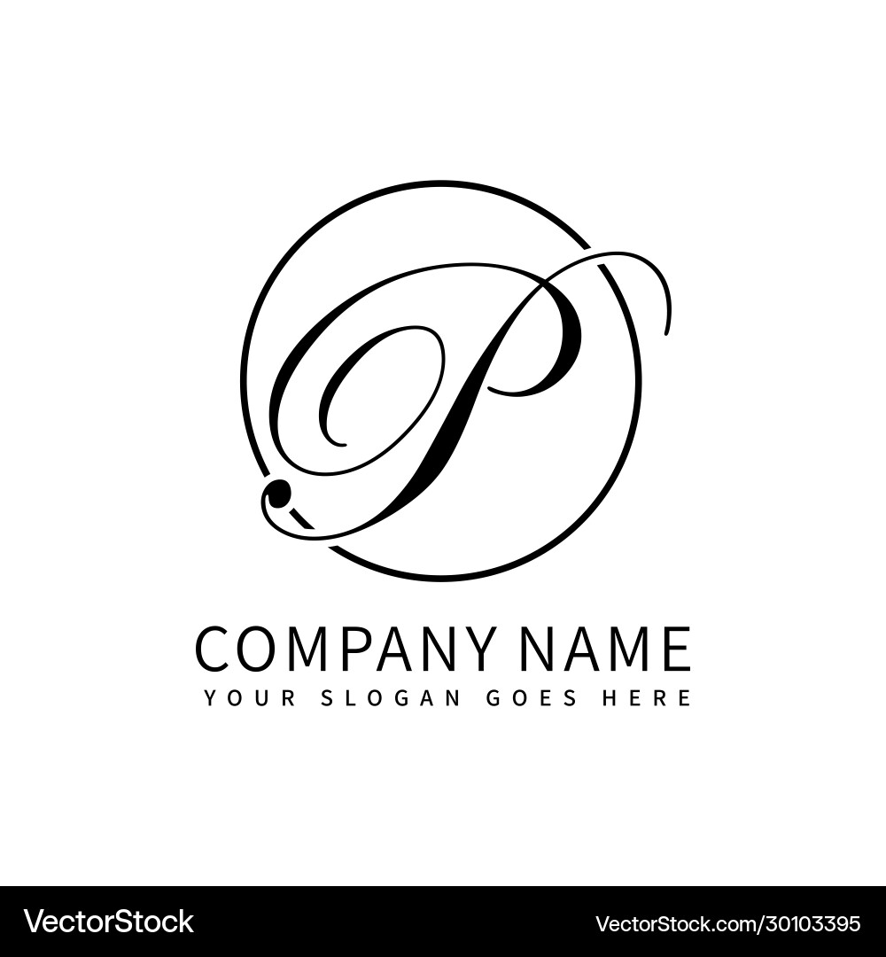 Letter p script initial luxury logo design Vector Image
