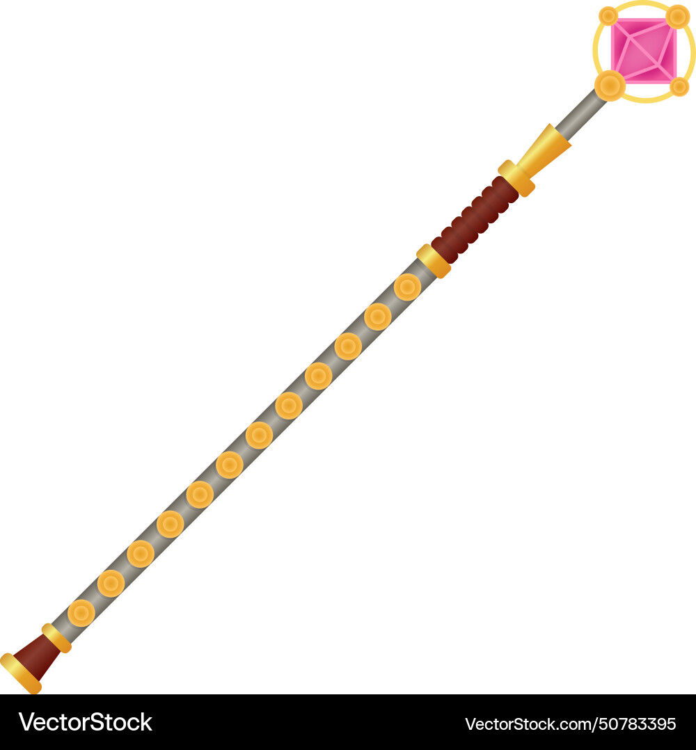 Magic staff cartoon icon fantasy wizard weapon Vector Image