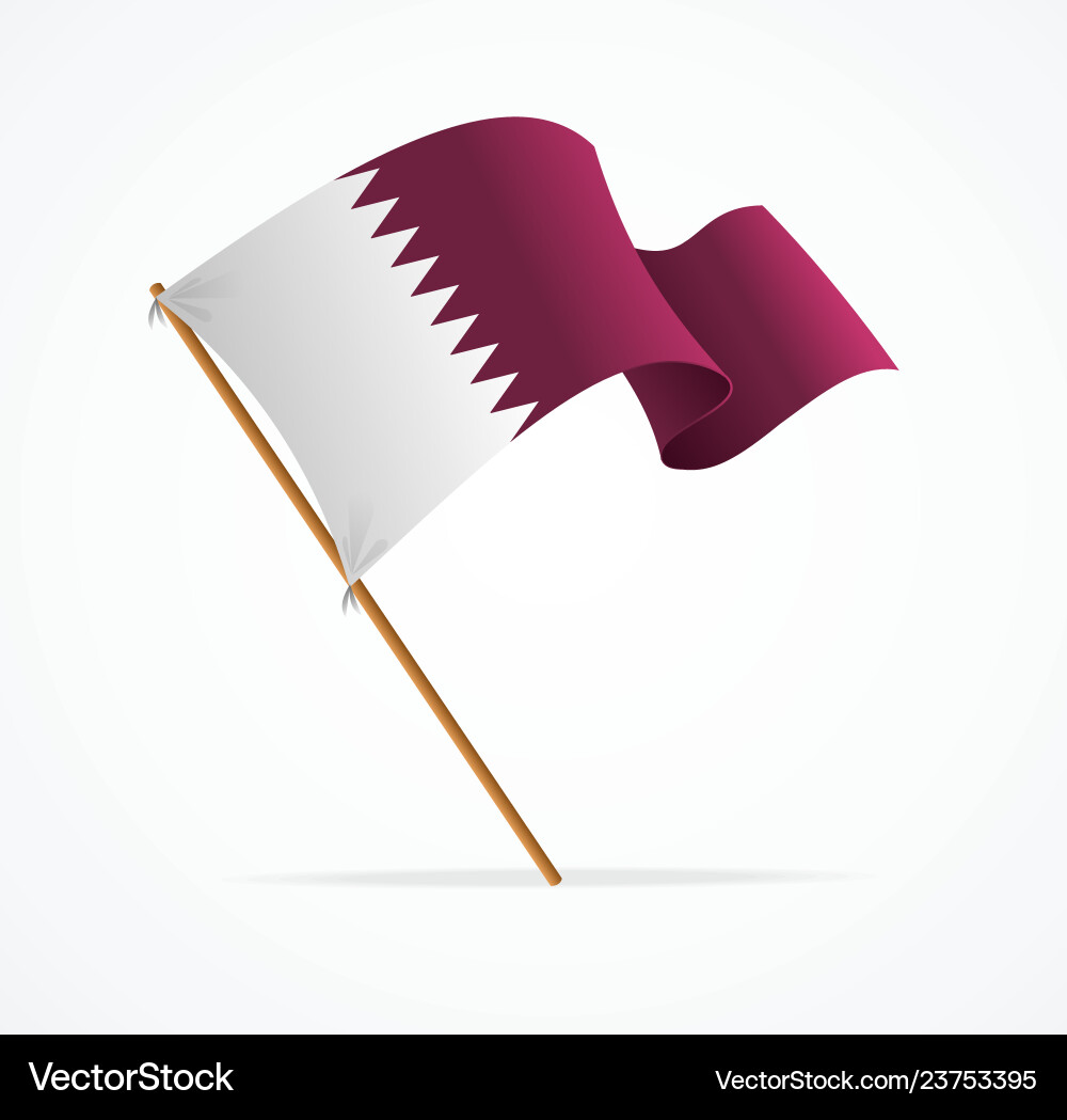 Realistic 3d detailed qatar flag on flagpole Vector Image
