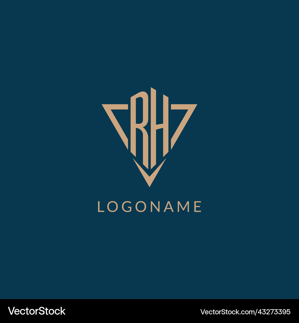 Rh logo initials triangle shape style creative Vector Image
