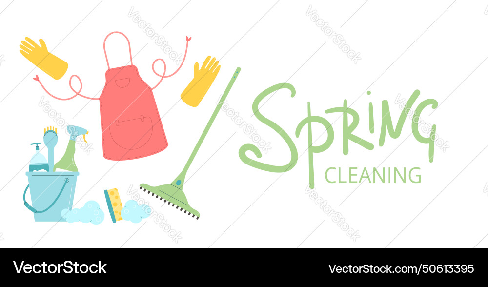 Spring cleaning banner template equipment Vector Image