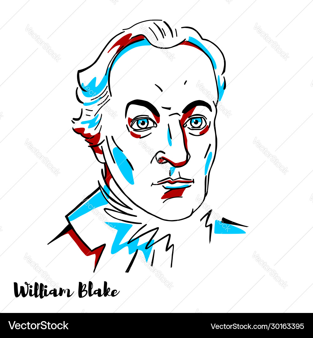 William blake portrait Royalty Free Vector Image