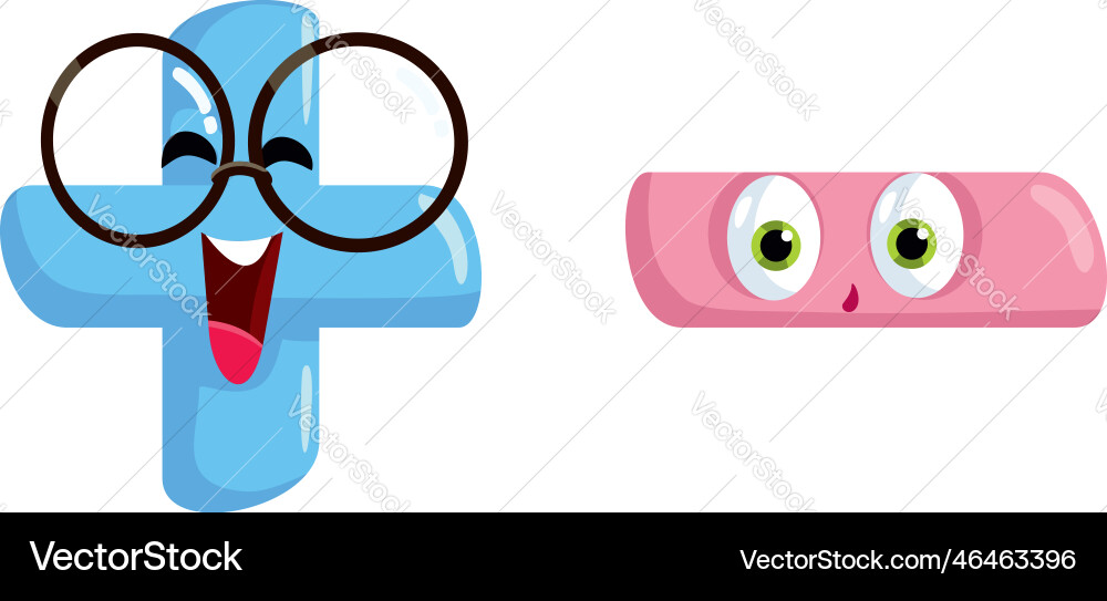 Funny Math Symbols: Plus & Minus Royalty Free Vector