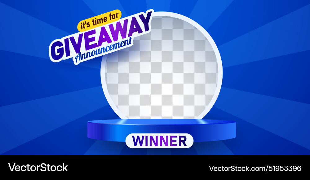 Giveaway winner announcement social media post Vector Image