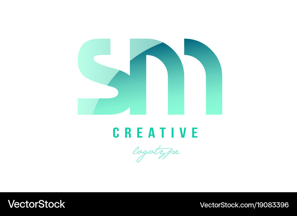 Green gradient pastel modern sm s m alphabet Vector Image