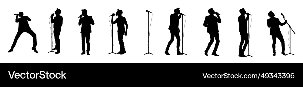 Man singer silhouette singing on mic Royalty Free Vector