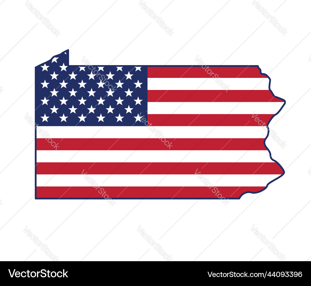 Pennsylvania state shape with usa flag Royalty Free Vector