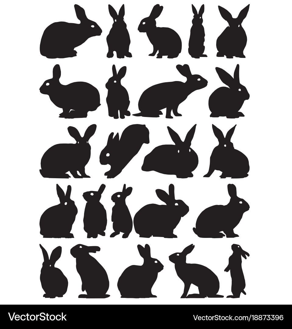 Rabbit Silhouettes Royalty Free Vector Image - VectorStock