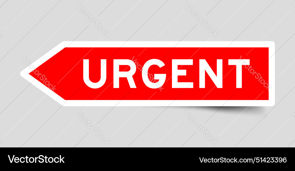 Red color arrow shape sticker label with word Vector Image