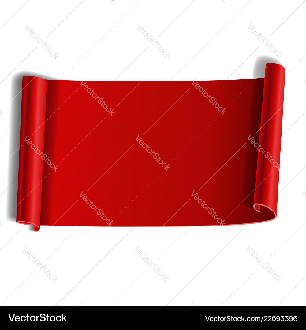 Red scroll isolated on white background paper Vector Image