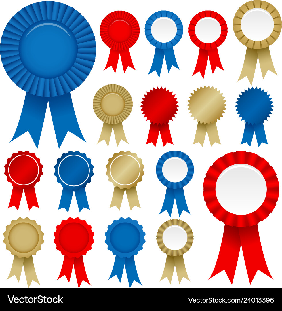 Rosette ribbon set a big Royalty Free Vector Image