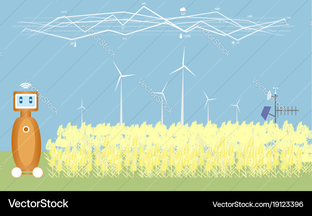 Smart farm with wireless control and robot Vector Image