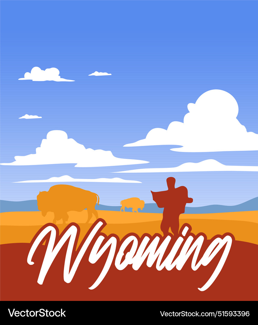 Wyoming state with beautiful natural views Vector Image