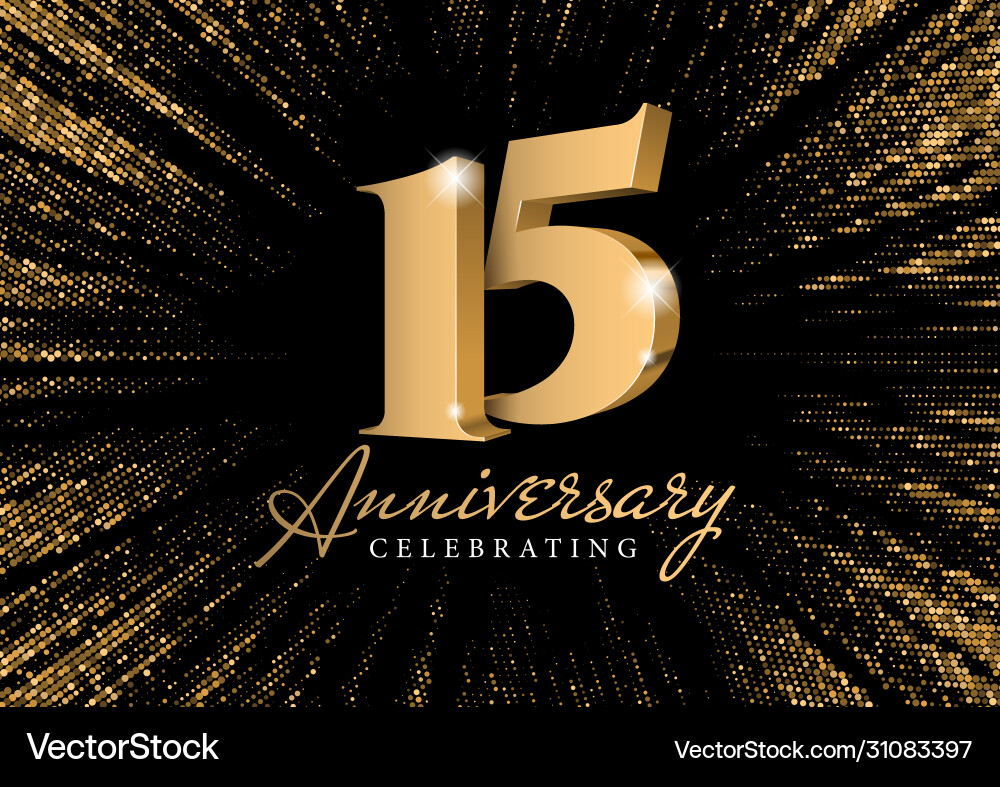 Anniversary 15 gold 3d numbers Royalty Free Vector Image