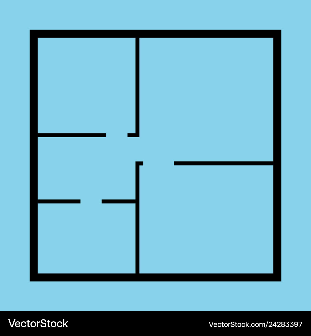 Apartment floor plan top view black thin line Vector Image
