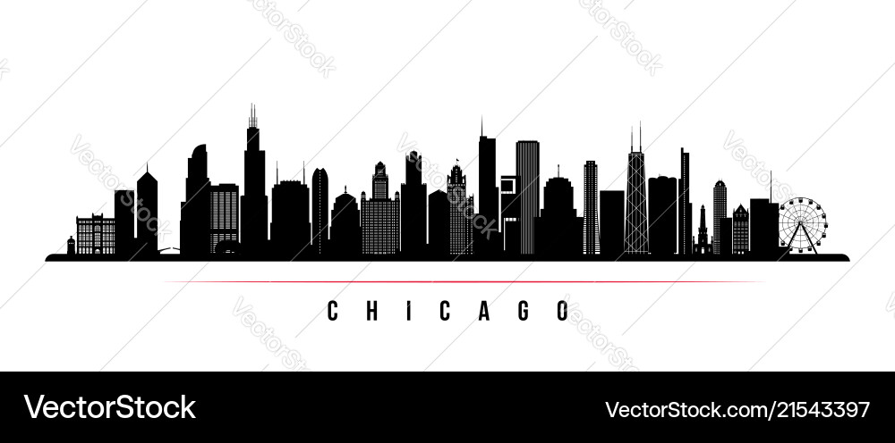 Chicago city skyline horizontal banner Royalty Free Vector