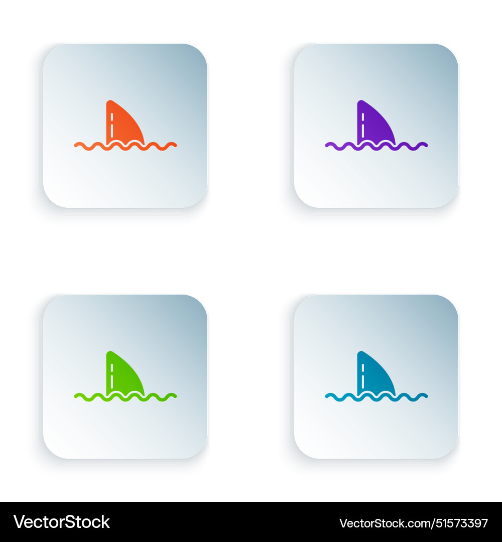 Color shark fin in ocean wave icon isolated Vector Image