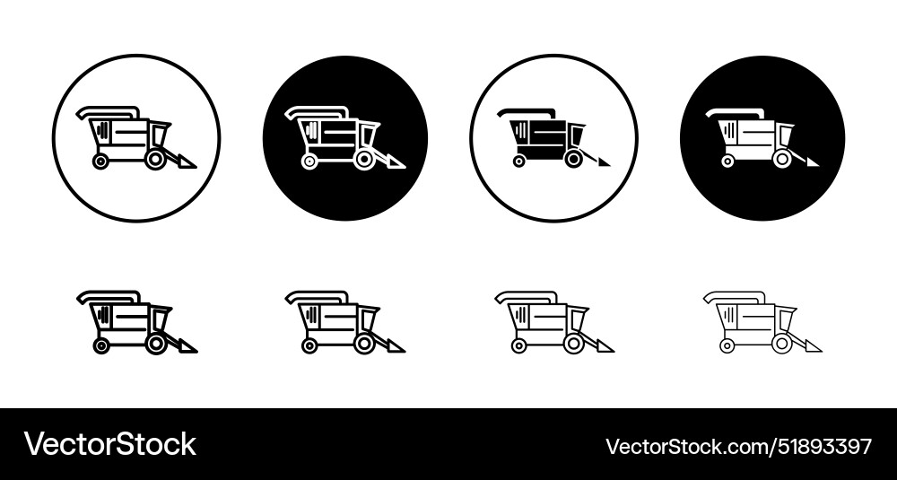 Combine harvester icon set collection Royalty Free Vector