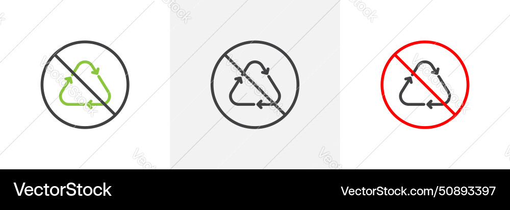 Recycle prohibition sign do not garbage Royalty Free Vector