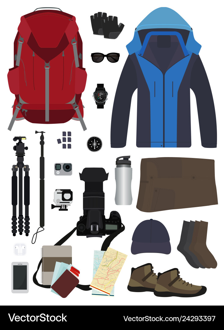 Travel items and objects Royalty Free Vector Image