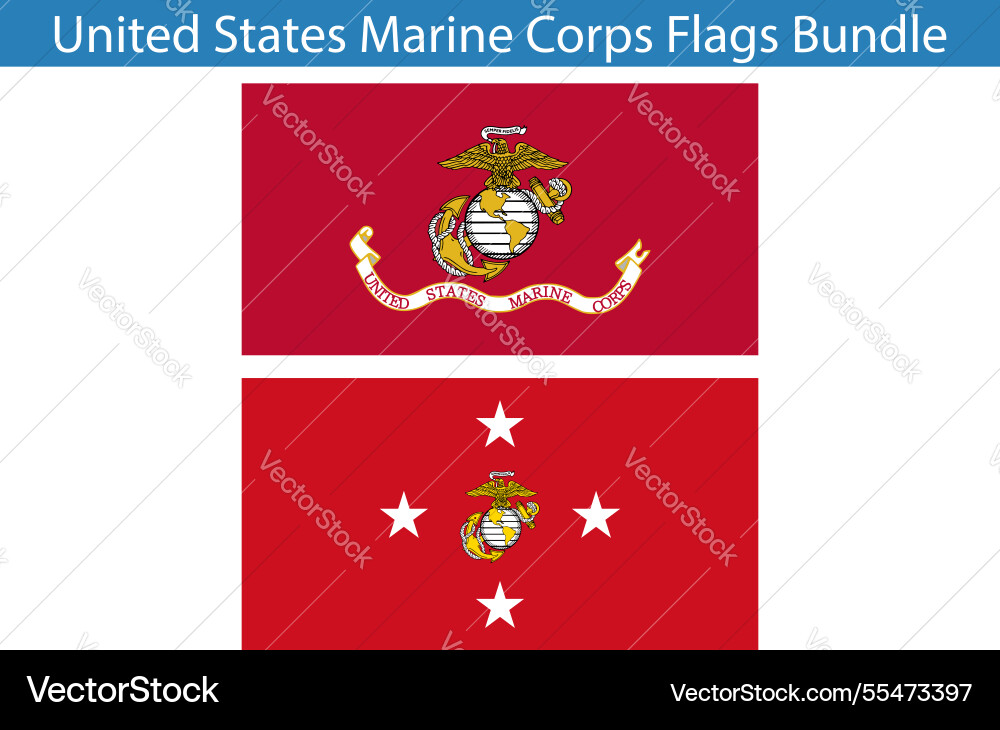 United states marine corps flags bundle premium Vector Image