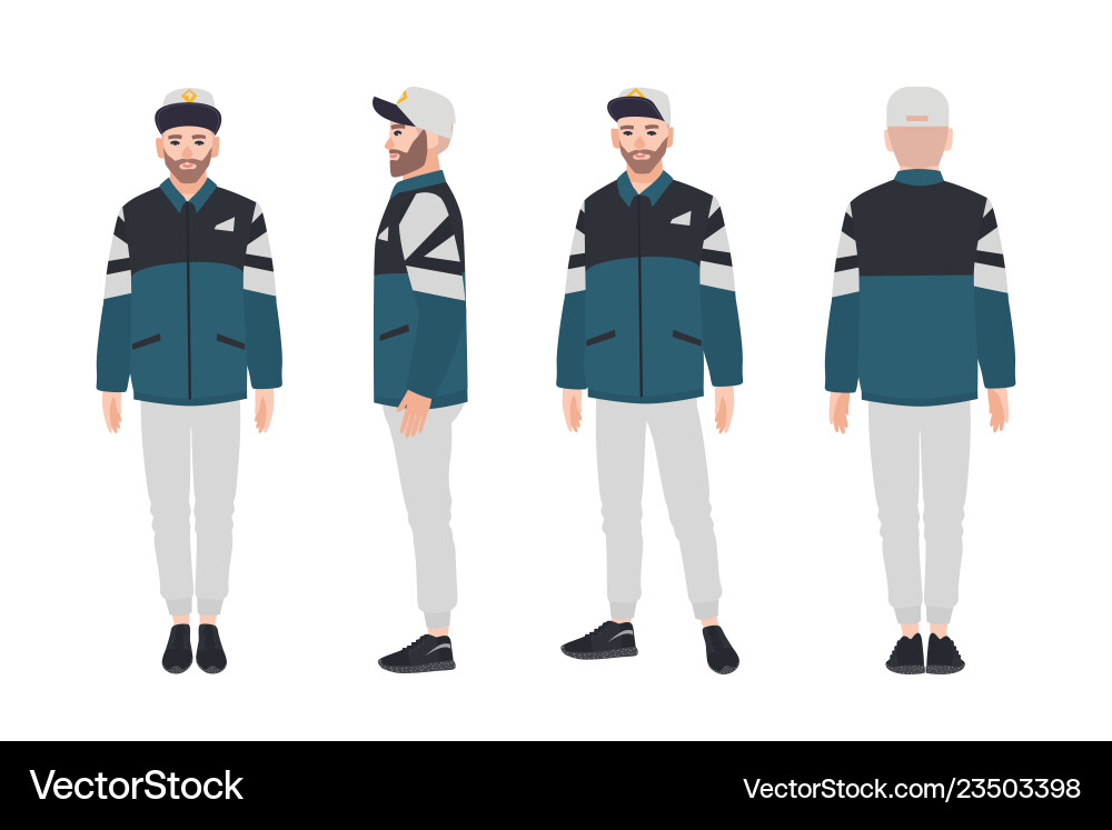 Bearded man wearing jacket and cap boy dressed Vector Image