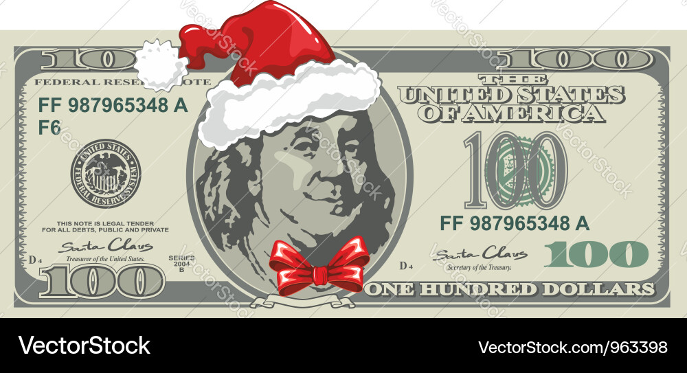 Christmas Money Dollar Bill Royalty Free Vector Image
