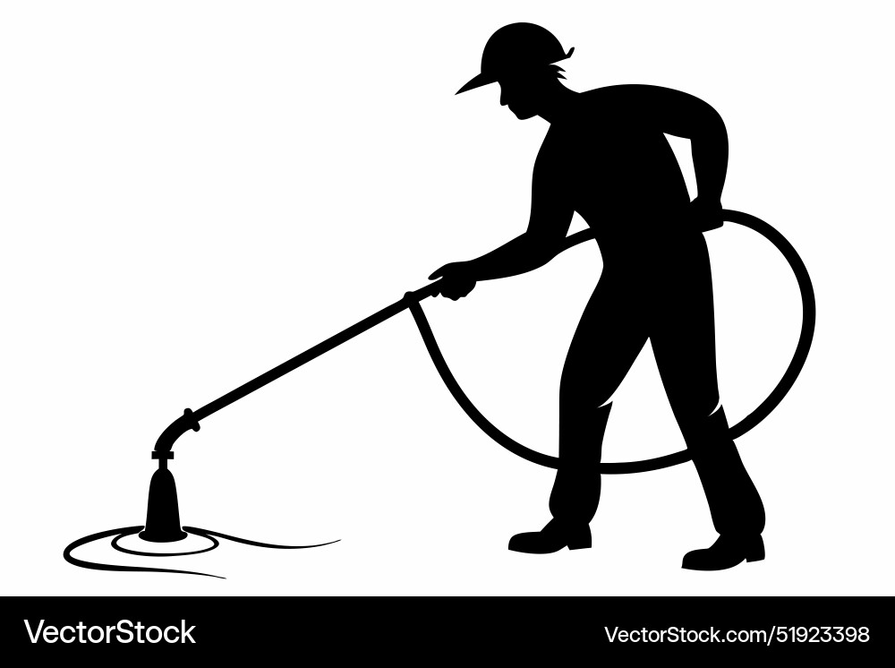 Construction worker using a hose Royalty Free Vector Image