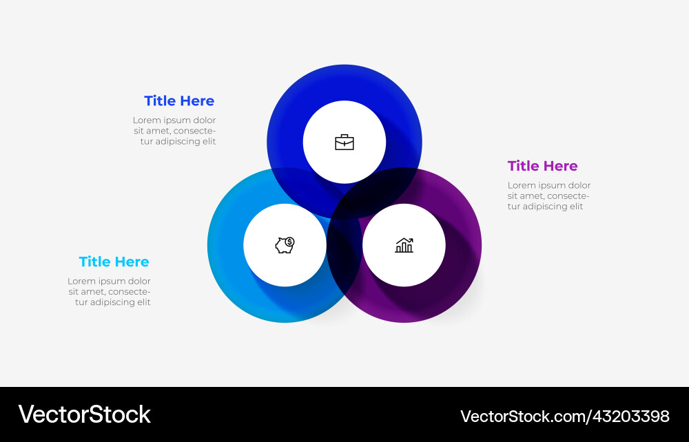 Diagram with three steps slide for business Vector Image
