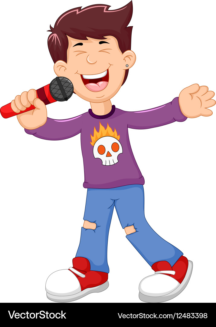 Funny man cartoon singing Royalty Free Vector Image