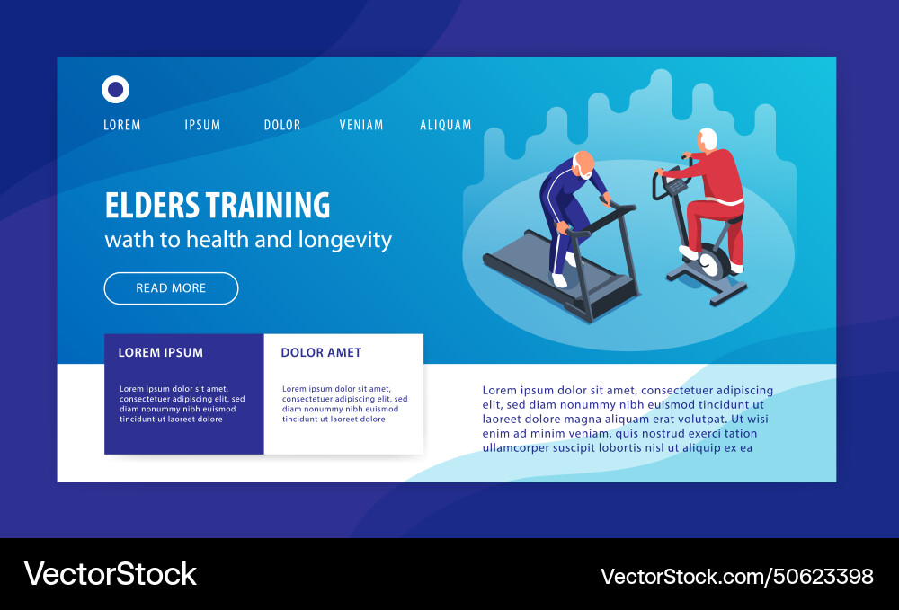 Seniors training landing page Royalty Free Vector Image